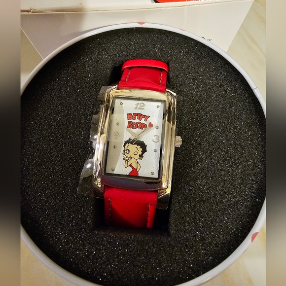 Avon | Accessories | Betty Boop Red Leather Band Avon Watch Tin Box ...